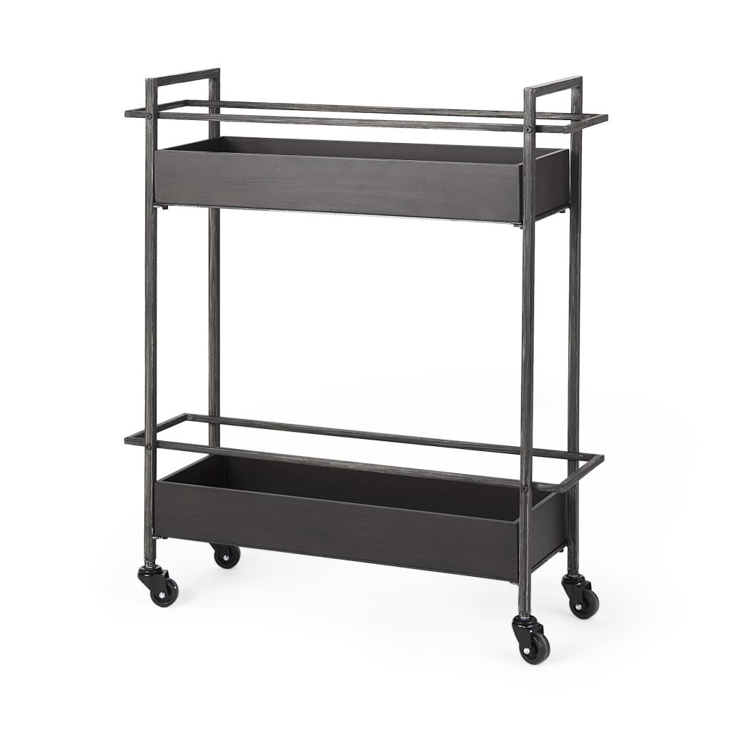 Masataka Metal Frame Two-Tier with Metal Shelves Rectangular Bar Cart ...
