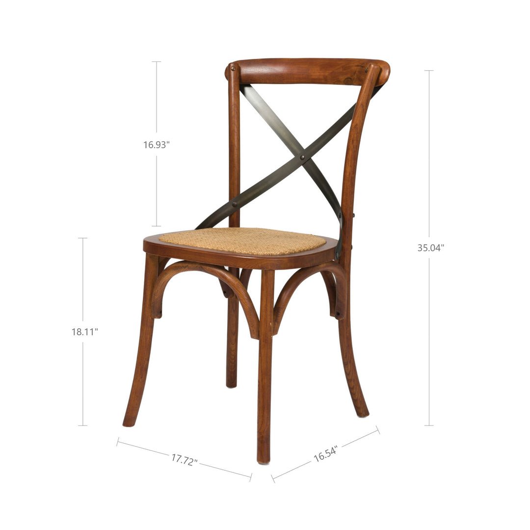 Cross Back Chair w/ Rattan Seat - Brown - Metro Element