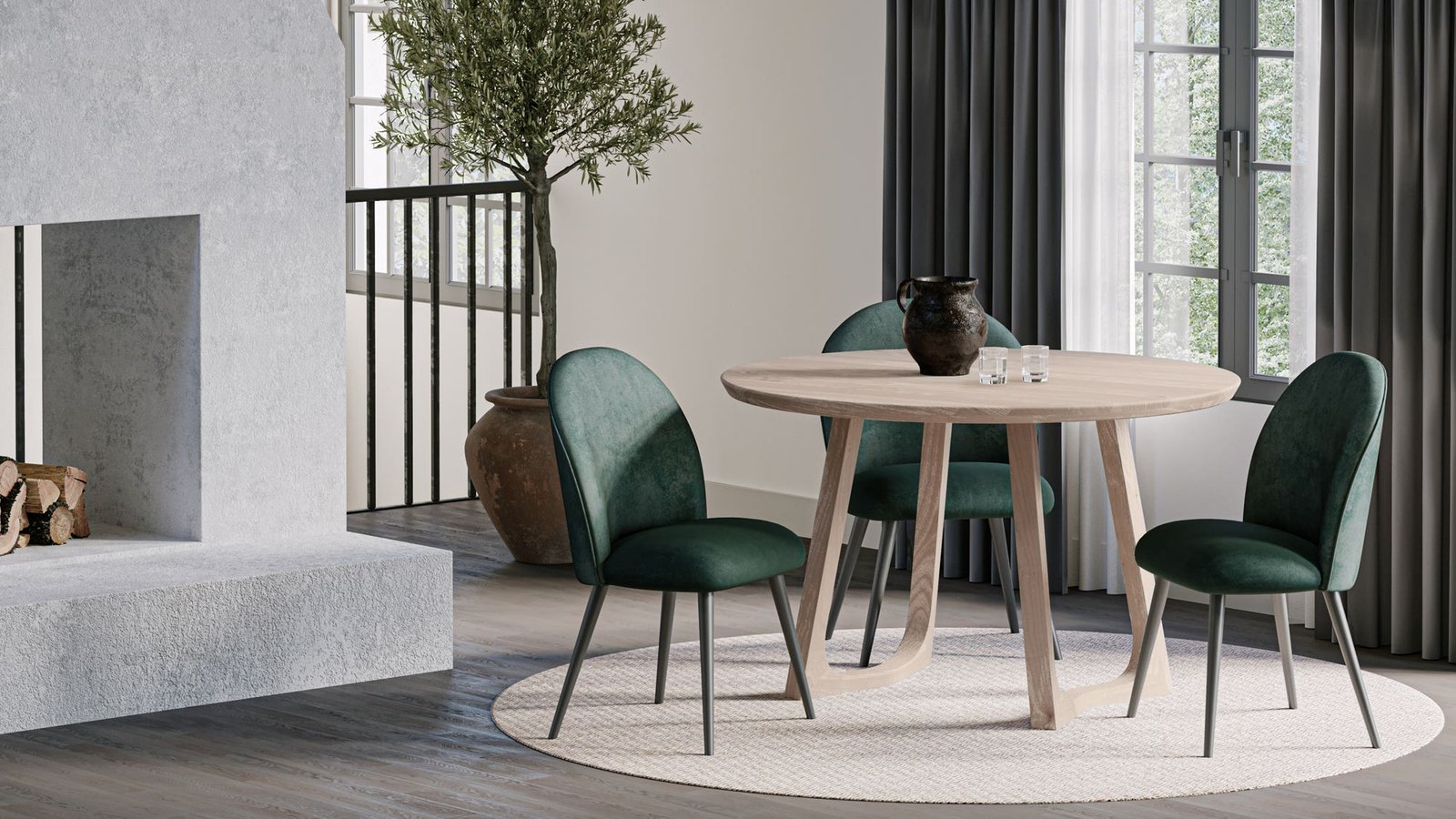 SILAS ROUND DINING TABLE OAK WHITE - Metro Element