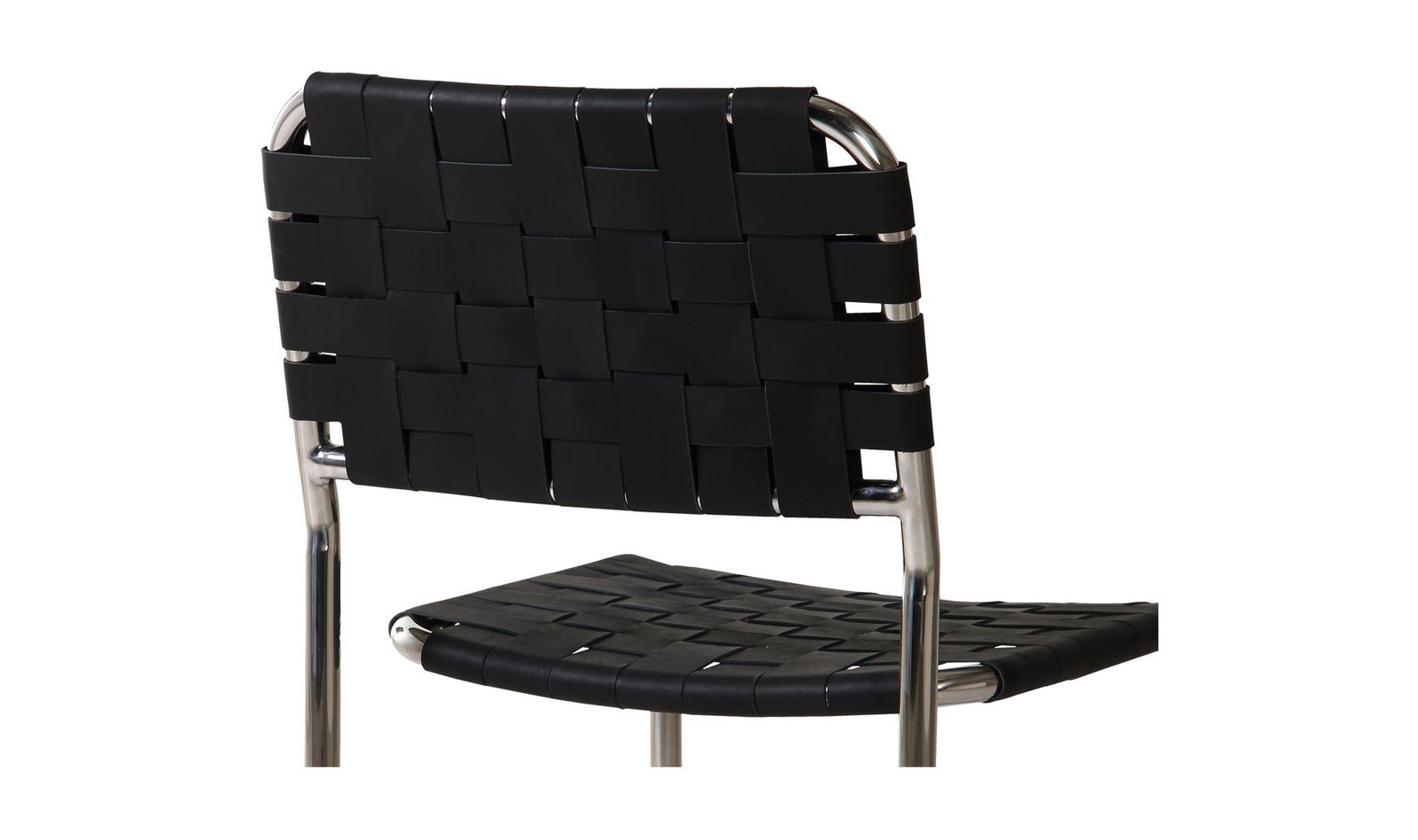 MOMA STAINLESS STEEL DINING CHAIR - SET OF TWO BLACK LEATHER - Metro ...