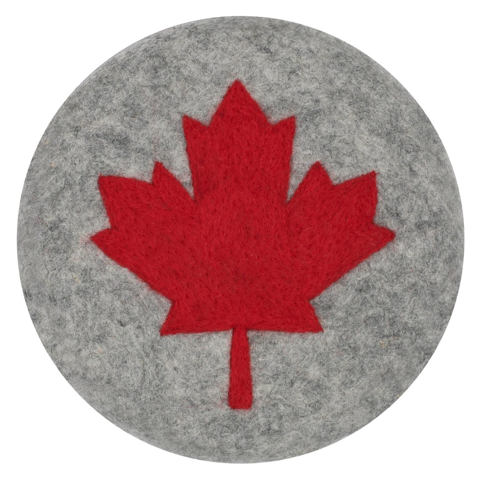 MODWOOL Felt Maple Leaf 8 inch Round Trivet - Red/Grey - Metro Element
